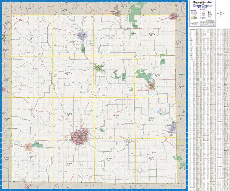 Dane County Wall Map - Mapping Specialists Limited