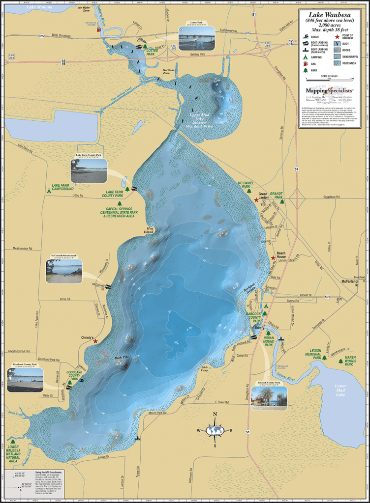 Lake Waubesa Fold Map - Mapping Specialists Limited