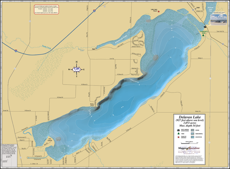 Shawano Lake Fold Map - Mapping Specialists Limited