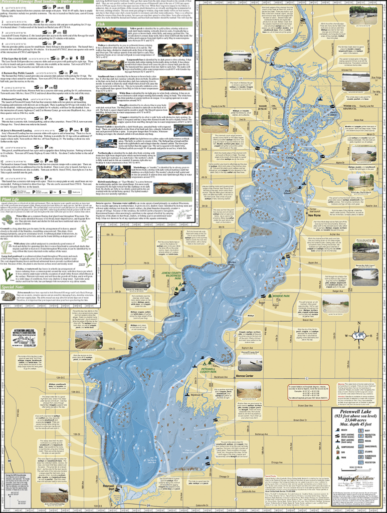 Petenwell Lake & Castle Rock Lake Fold Map - Mapping Specialists Limited