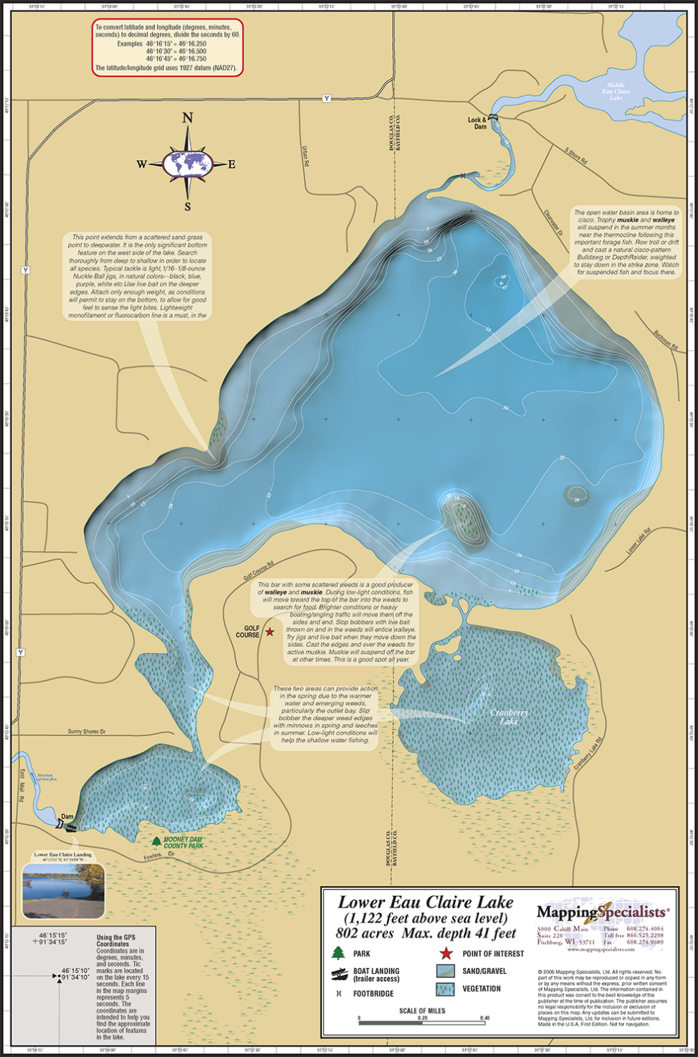 Wisconsin River below Nekoosa Dam Fold Map - Mapping Specialists Limited