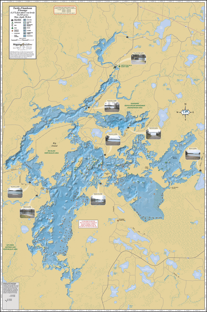 Turtle-Flambeau Flowage Fold Map - Mapping Specialists Limited