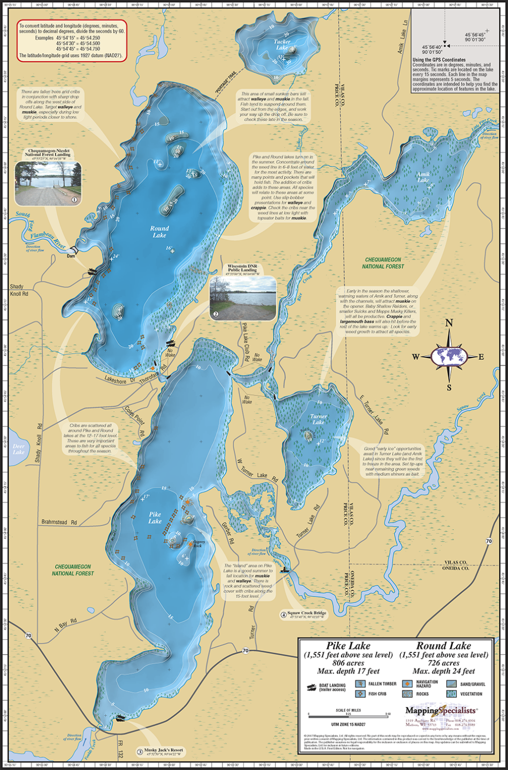 Pike & Round Lakes Fold Map - Mapping Specialists Limited