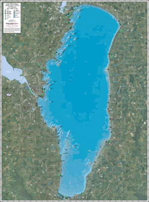 Lake Winnebago Enhanced Wall Map - Mapping Specialists Limited