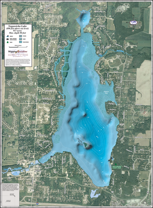 Nagawicka Lake Enhanced Wall Map - Mapping Specialists Limited