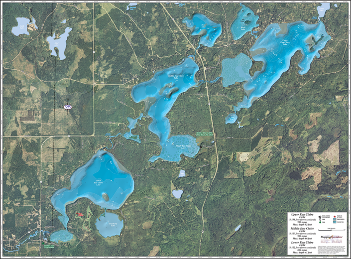 Madison Lakes Chain Enhanced Wall Map - Mapping Specialists Limited