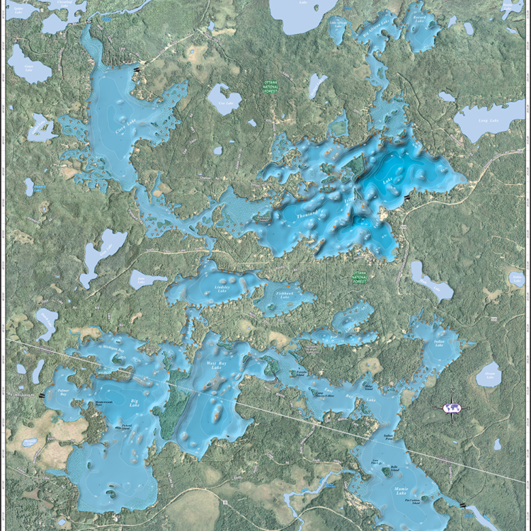 Three Lakes Chain Wall Map - Mapping Specialists Limited