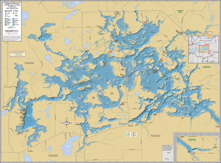 Chippewa Flowage Wall Map - Mapping Specialists Limited