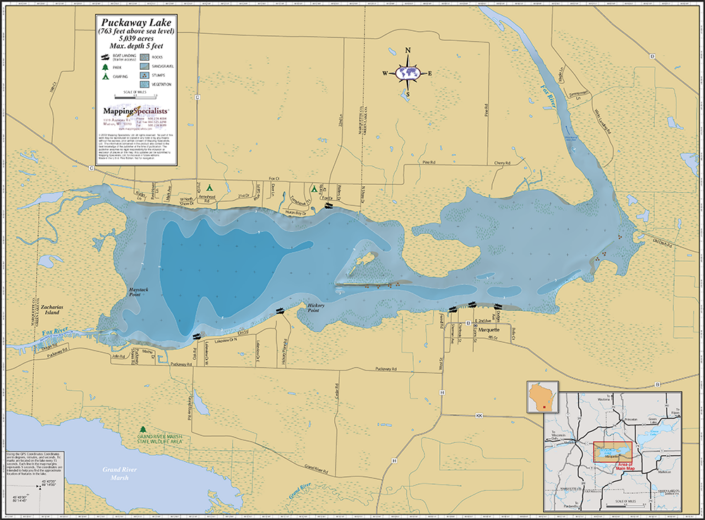 Rainbow Flowage Wall Map - Mapping Specialists Limited
