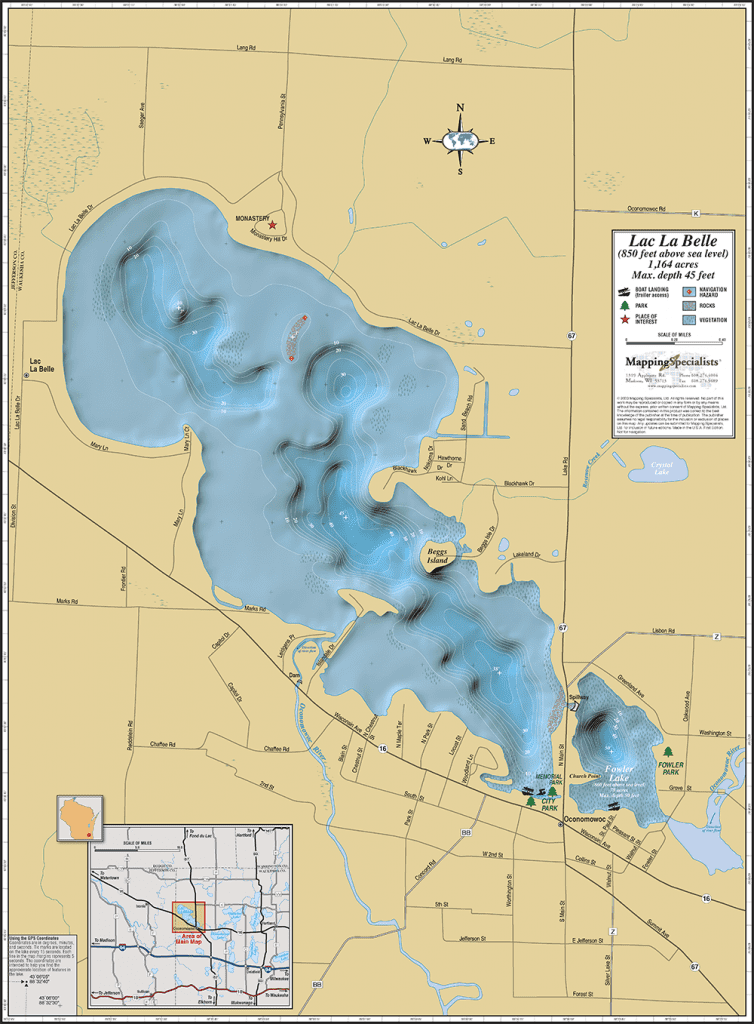Lac Vieux Desert Wall Map - Mapping Specialists Limited