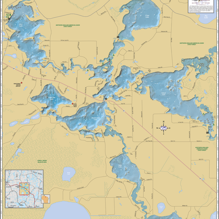 Turtle-Flambeau Flowage Wall Map - Mapping Specialists Limited