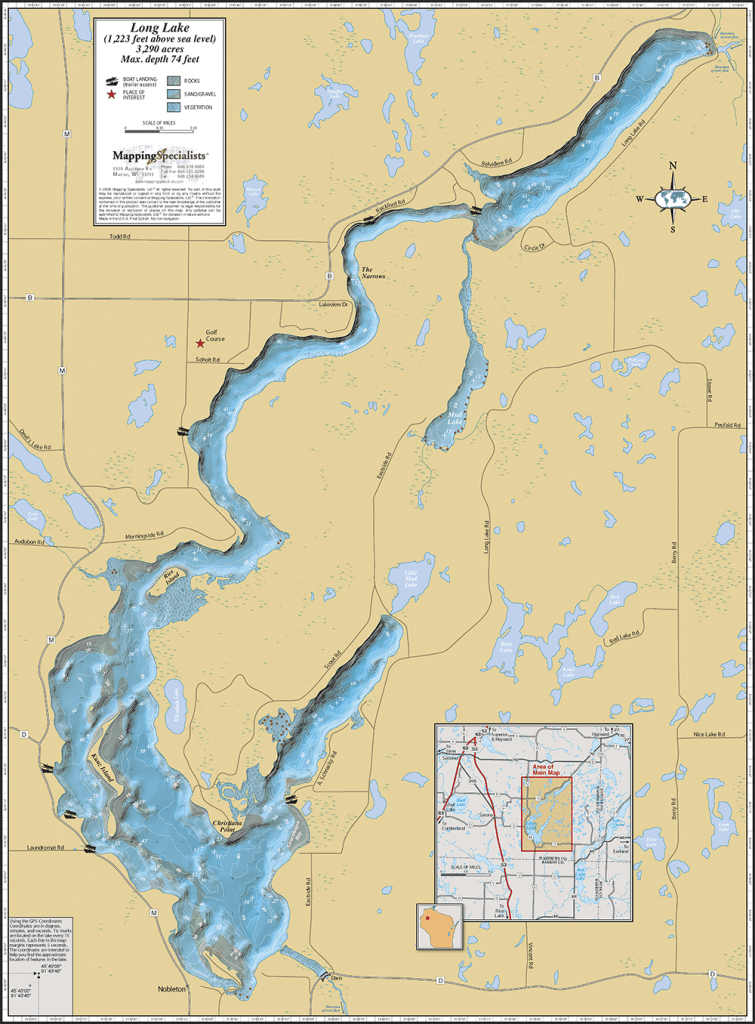 Long Lake (Fond du Lac Co.) Wall Map - Mapping Specialists Limited