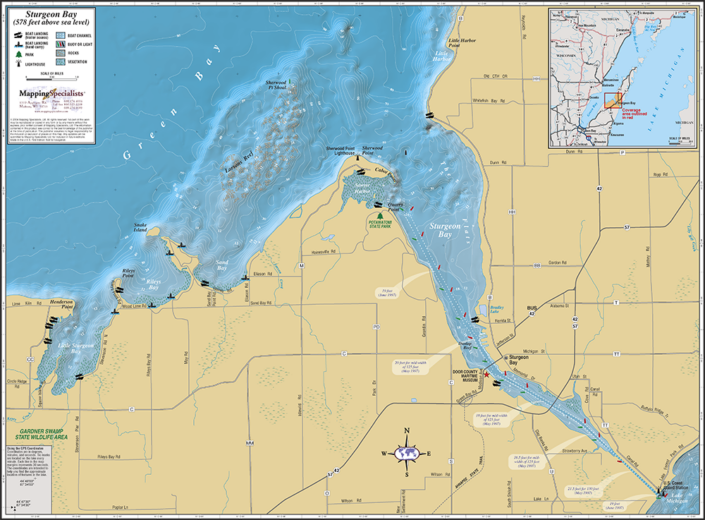 Sturgeon Bay Wall Map - Mapping Specialists Limited