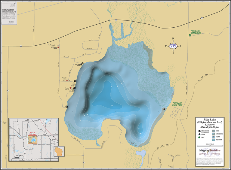 Papoose Lake Wall Map - Mapping Specialists Limited