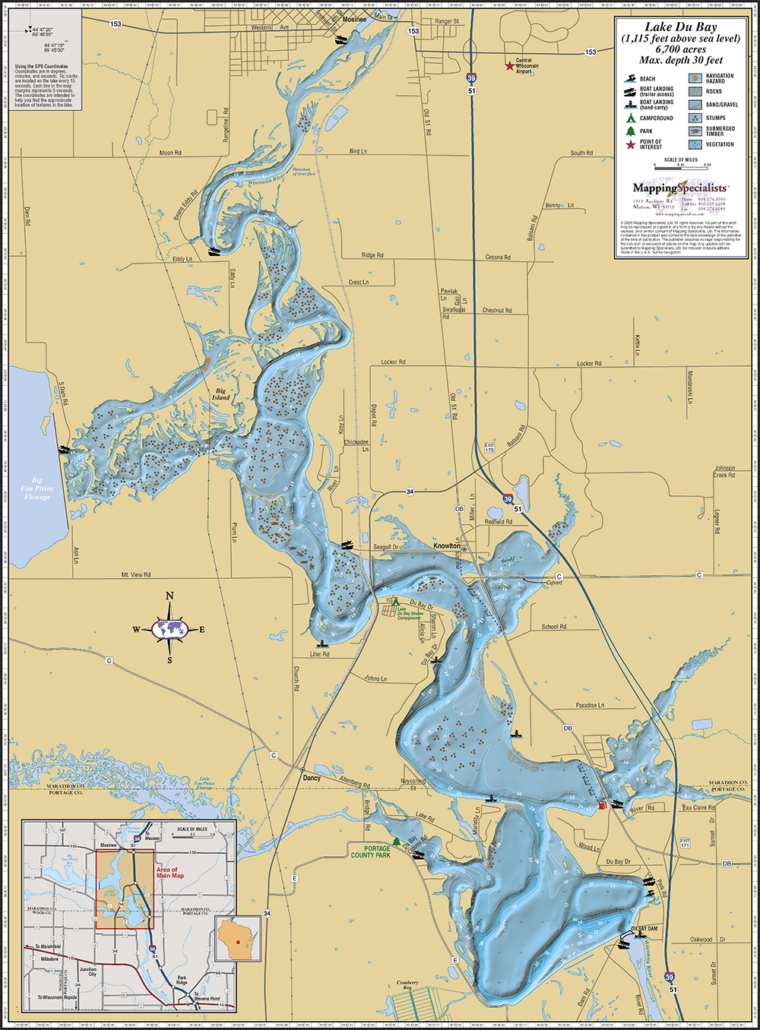 Delavan Lake Wall Map - Mapping Specialists Limited