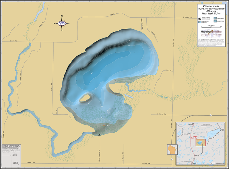 Pioneer Lake Wall Map - Mapping Specialists Limited