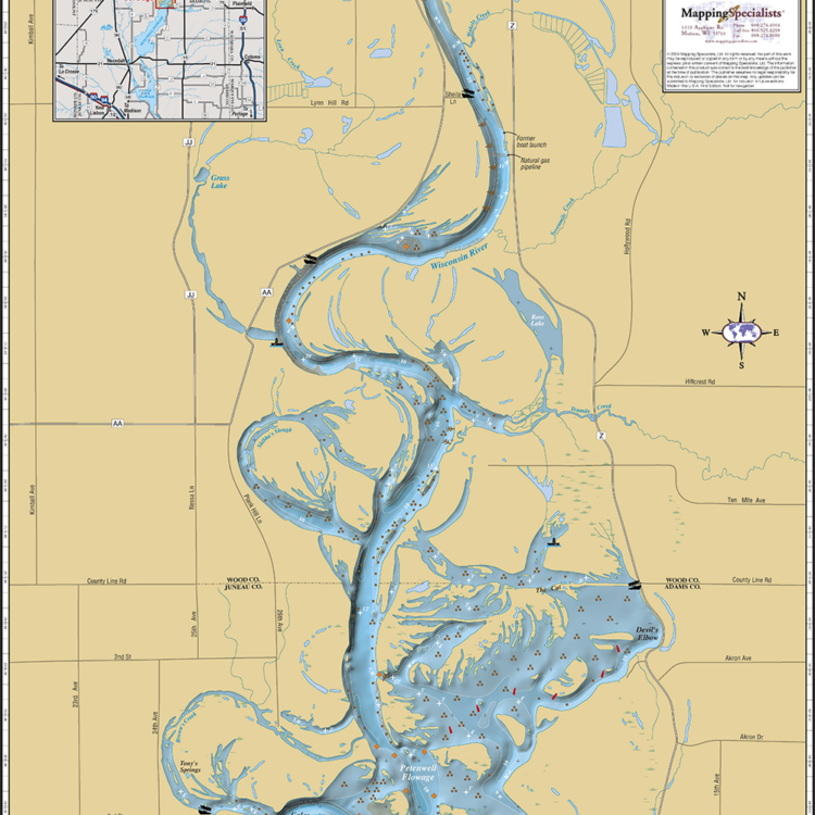 Lake Mohawksin Enhanced Wall Map - Mapping Specialists Limited