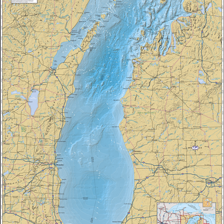 Lake Beulah Enhanced Wall Map - Mapping Specialists Limited