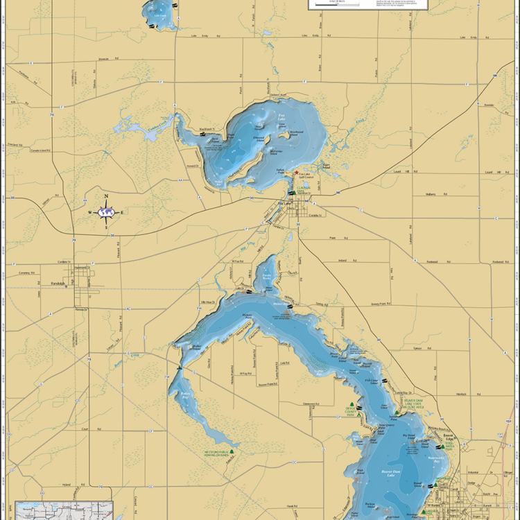 Beaver Dam Lake Wall Map - Mapping Specialists Limited
